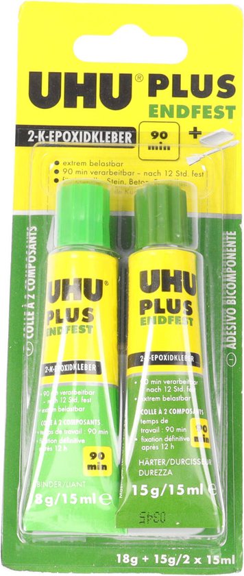 UHU Lijm Plus Transparant 30 ml Epoxylijm Binder en harder | bol