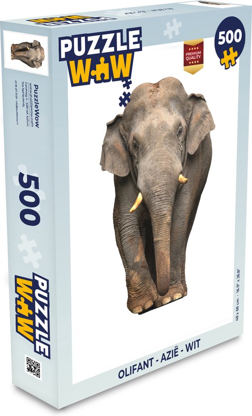 Puzzel Olifant - Azië - Wit - Legpuzzel - Puzzel 500 stukjes ...