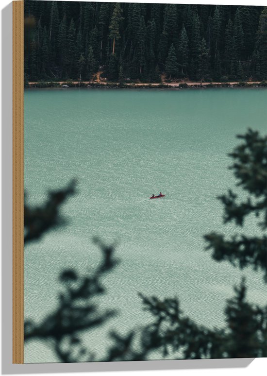 WallClassics - Hout - Roeiboot op het Meer - 40x60 cm - 12 mm dik ...