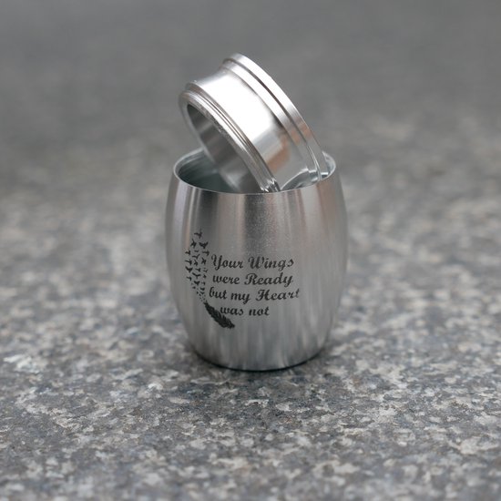 Mini urn - Zilver - Met tekst 'Wings' - Urn voor as - (Urn) | bol.com