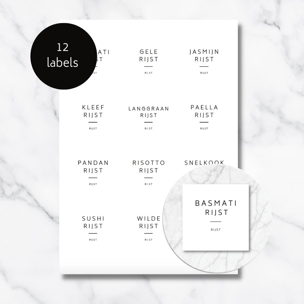 We love Bamboe - Rijst labels - Rijst stickers voor potjes - Wit - 6 x ...