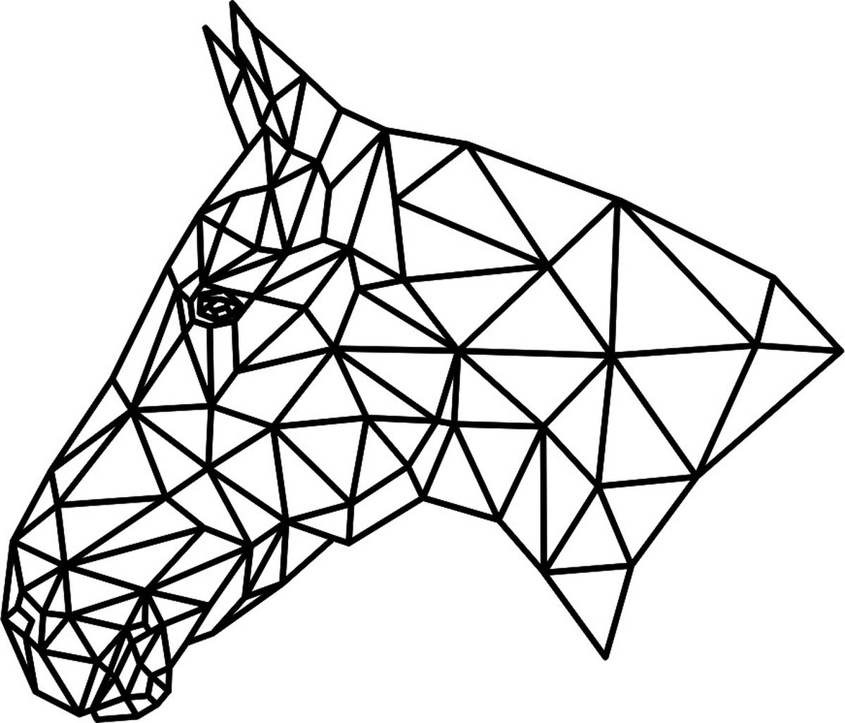 Geometrisch Paard - H 60cm B 70cm (XL) - Line art - Wall art ...