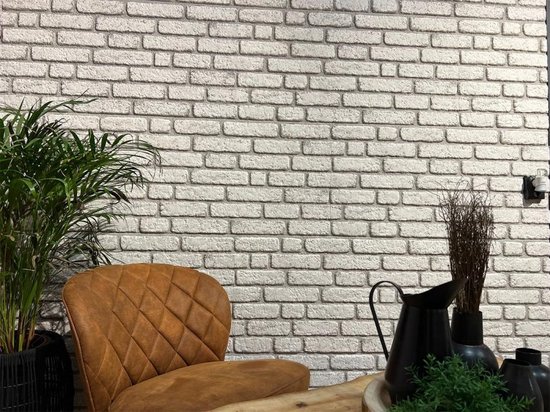 5 * 3D Wandpanelen Wit Baksteen - 50* 100 cm, dikte:2cm - steenstrips ...