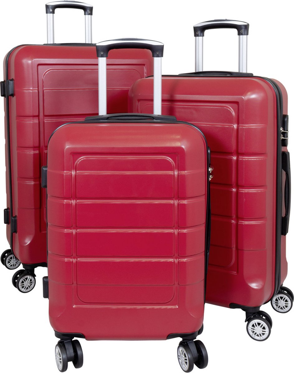 Travelsuitcase – Como – 3delige reiskoffer set – Stevig ABS – Rood ...