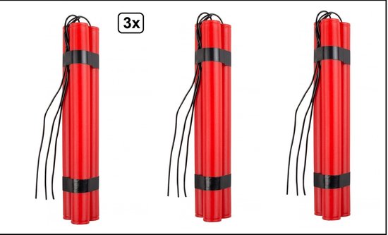 3x Dynamiet staaf 23cm - Carnaval thema feest party fun verkleed ...