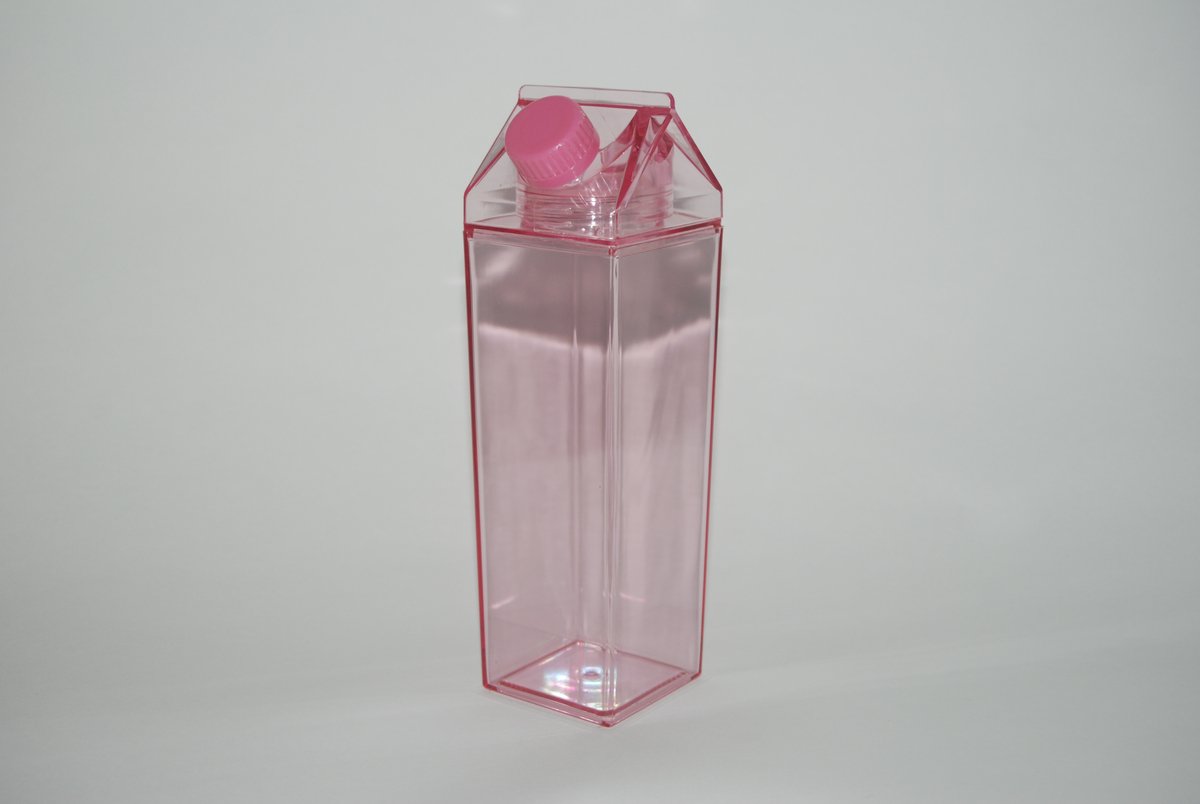 Melkfles - Roze - Drinkfles - Waterfles - Melkpak - Plastic - Fles ...