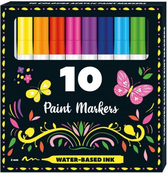 10 Acrylic Paint Markers - Mooie Acryl Verfstiften - Heldere Kleuren ...