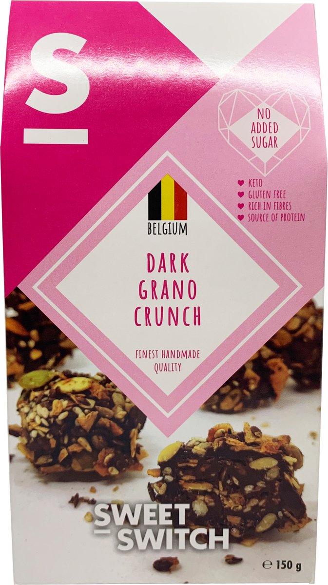 SWEET-SWITCH® Dark Grano Crunch 8 x 150g - granola met pure chocolade ...