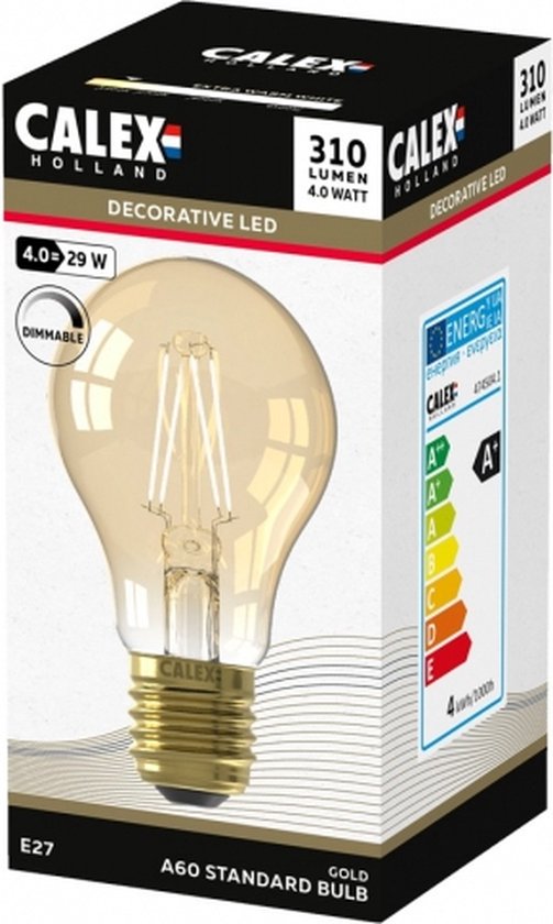 Calex - Lichtbron E27 Standaardlamp Calex Goud - Glas Goud - 11x6x6cm (hxbxd) | bol.com