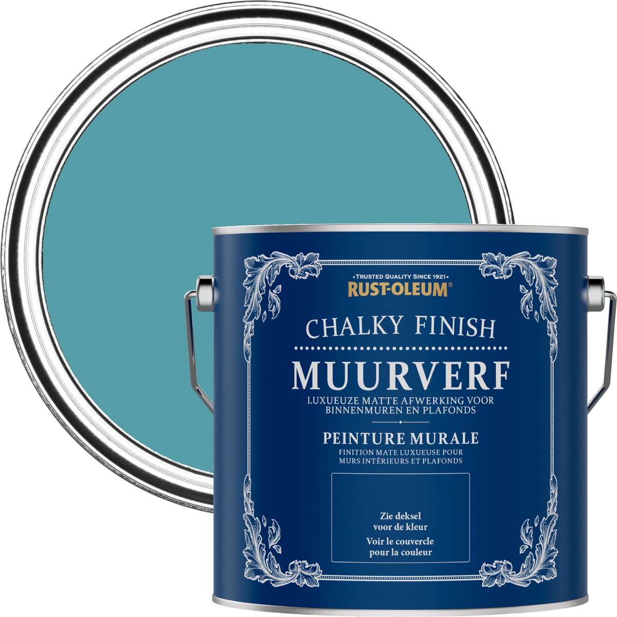 Rust-Oleum Blauw Chalky Finish Muurverf - Petrol 2,5L | bol.com