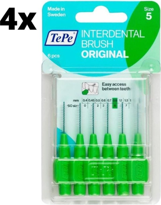 TePe Ragers Groen 0,8mm - 4 x 6 stuks - Voordeelverpakking | bol