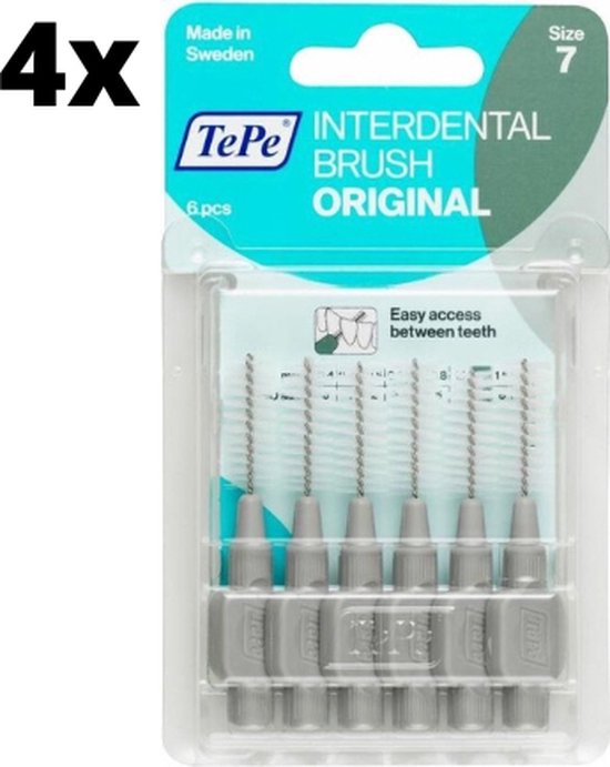 TePe Ragers Grijs 1,3mm - 4 x 6 stuks - Voordeelverpakking | bol