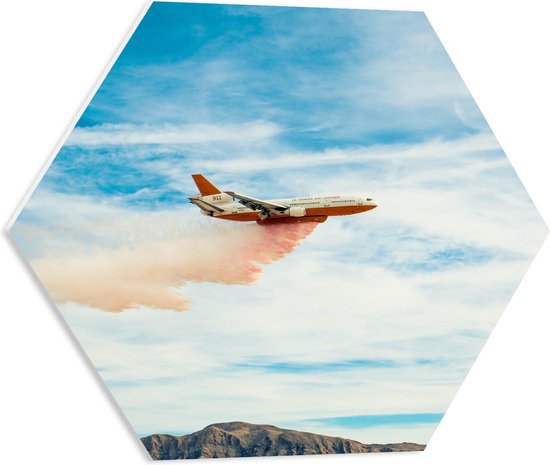 WallClassics - PVC Schuimplaat Hexagon - Rode Rook uit Vliegtuig ...