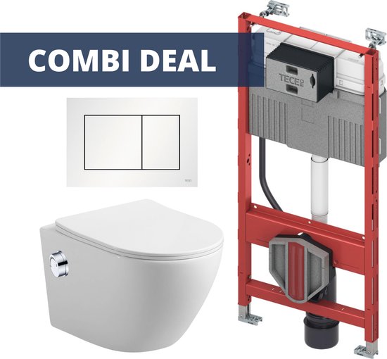 Toiletset Compleet Bidet | 4-in-1 | met TECE inbouwreservoir | KLEUR: bidet glans wit | bol