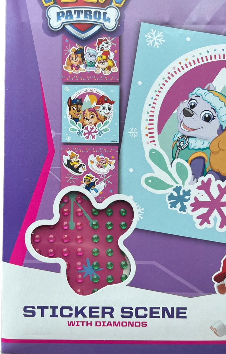 Paw Patrol Kerst Sticker Scene - Paw Patrol Diamond Stickers - Diamond Painting - Roze... | bol.com
