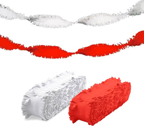 Folat versiering slingers combi set rood/wit 24 meter crepe papier | bol