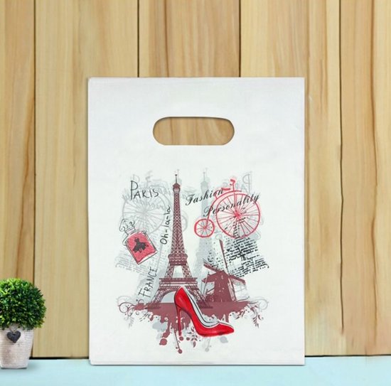 100 stuks plastic tasjes parijs - eiffeltoren 15x20 cm | bol