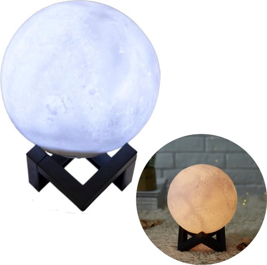 Cheqo® Maanlamp LED - 3D Tafellamp - Bedlamp - Maan Lamp - Moonlight ...