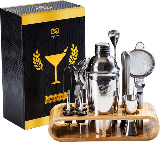 Infinity Goods Cocktailset - 15 Delige RVS Cocktail Shaker Set - Luxe ...