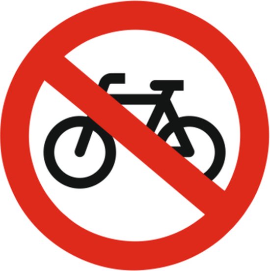 verboden te fietsen of fietsen te plaatsen sticker pictogram | bol