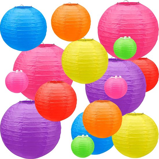 Lampionnen - Lampions - Set 16-delig - feestdecoratie - 4 afmetingen ...