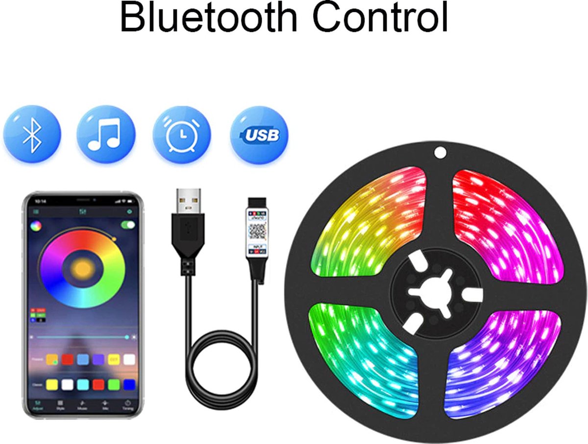 LED Strip - 2 meter - RGB - voor TV/PC - USB-aansluiting - incl ...