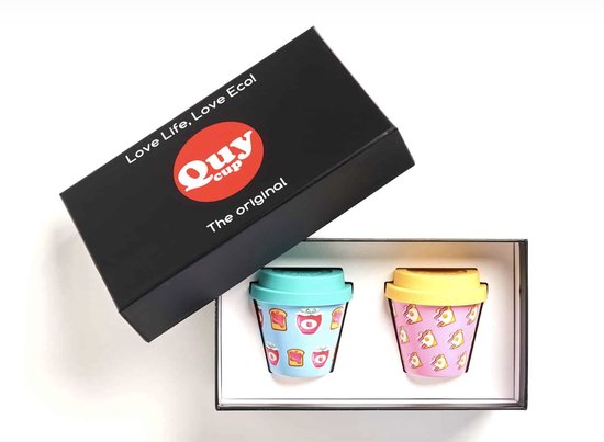 Quy Cup GIFT BOX “Bacon & Jem” (set van 2) - 90ml Ecologische Reis ...