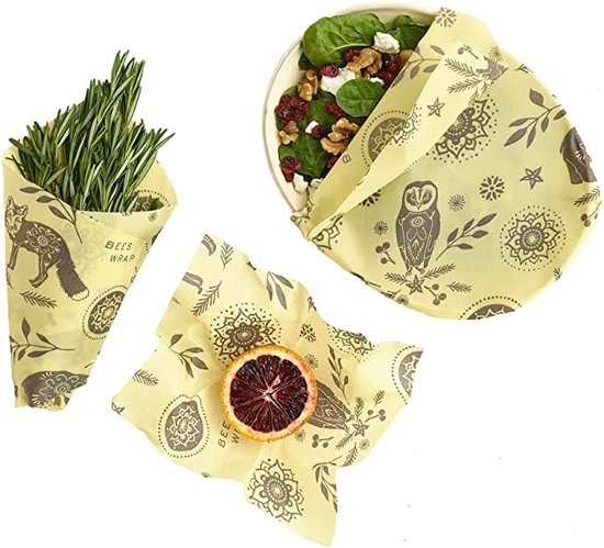 Bee's Wrap 3-pack assorted Into the Woods | Bijenwasdoek | Duurzaam lunch verpakken | bol