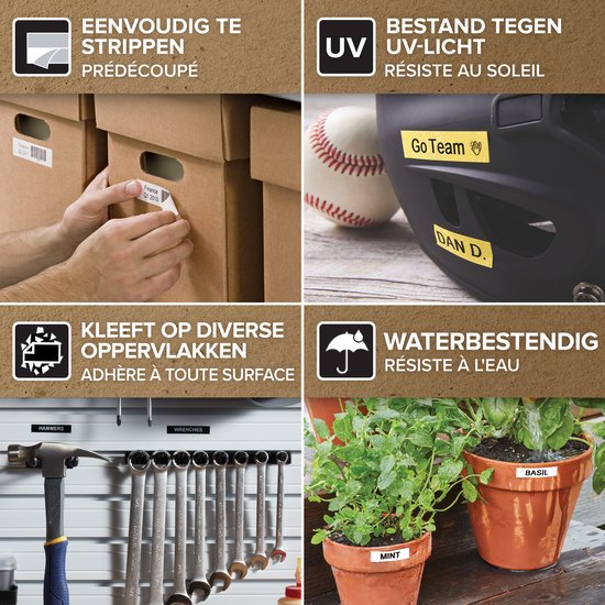 DYMO originele D1 Duurzame labels | Witte Tekst op Rood Label | 12 mm x ...