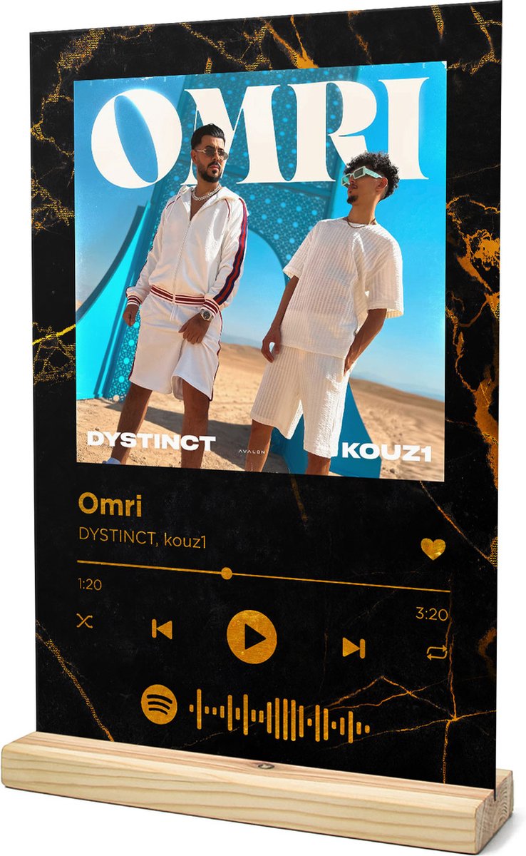 Songr Spotify Muziek Bordje - Omri - DYSTINCT, kouz1 - 20x30 - Zwart Goud - Dibond... | bol.com