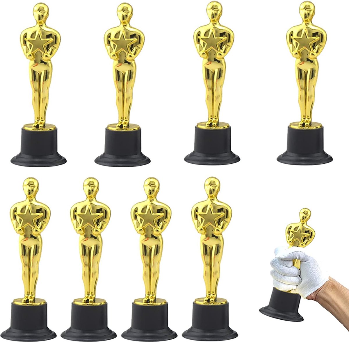 8x goudtrofeeën oscar figuur - plastic trofee goud voor prijsuitreiking ...