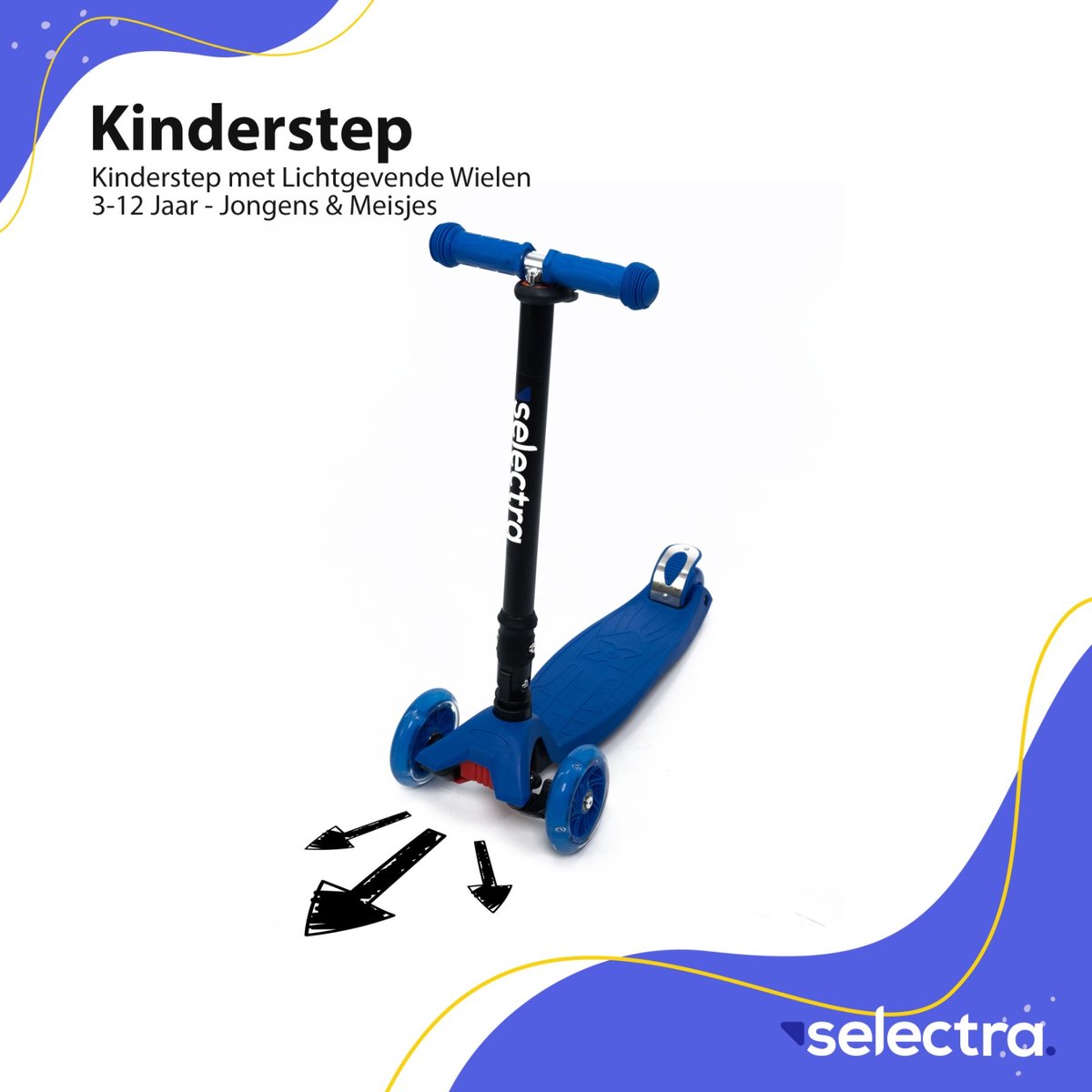 Selectra kinderstep met 4 lichtgevende wielen – Kick step voor kinderen ...