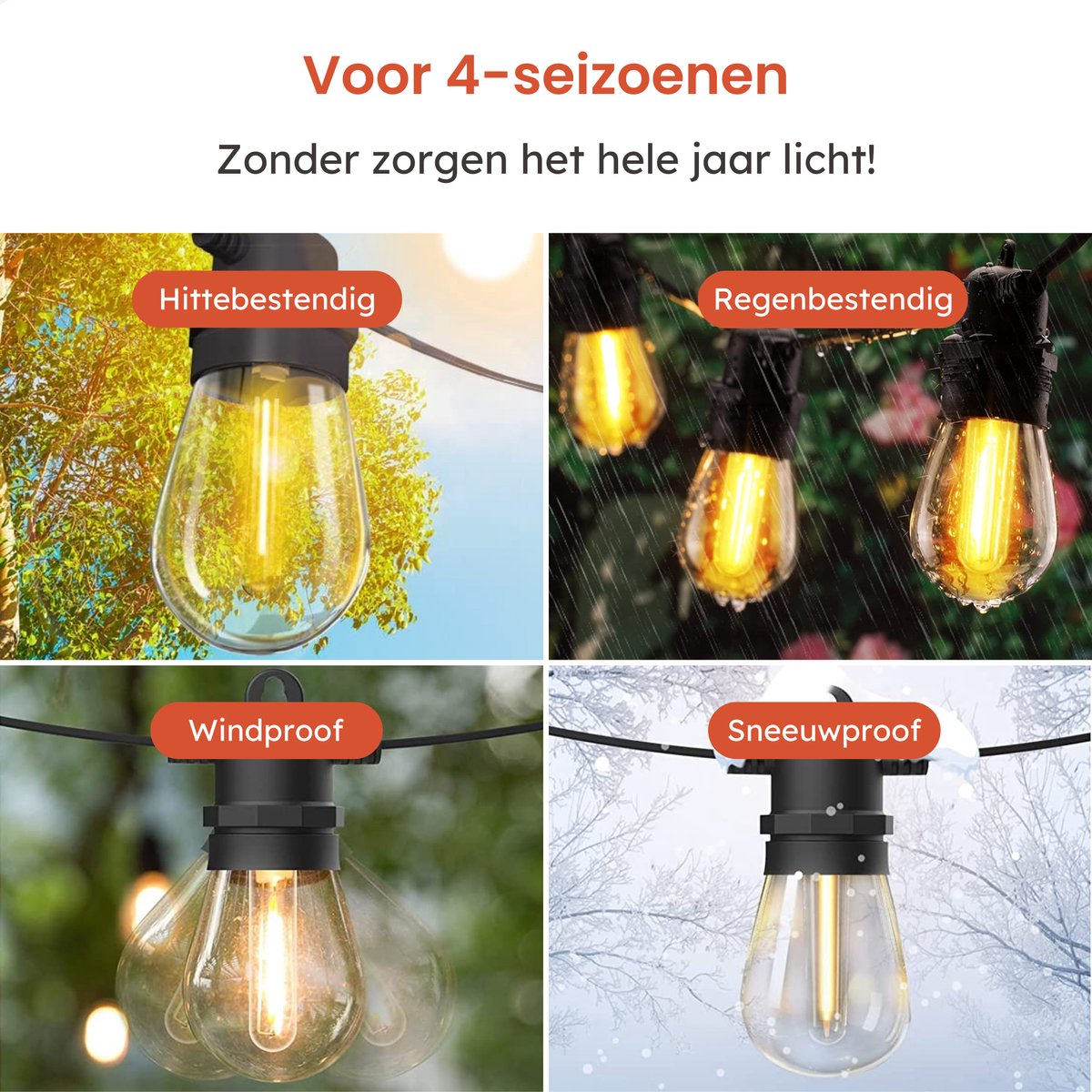Partizzle 15m LED Tuinverlichting voor Buiten - Waterdicht Lichtsnoer ...