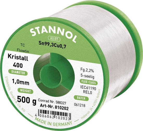 Stannol Flowtin TC Soldeertin, loodvrij Spoel Sn99,3Cu0,7 REL0 500 g 1 ...