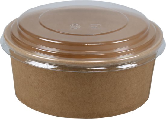 Salade bakjes/ doos - bruin -1000ml - 34 OZ - RPET deksel - 100 stuks ...