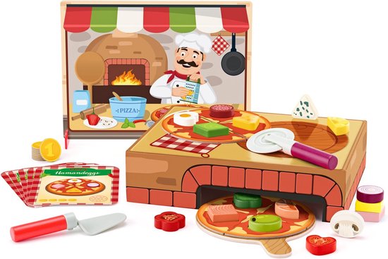 Pizzeria Carlo - Woody - Houten Speelgoed - Pizza Maken - Pizza ...