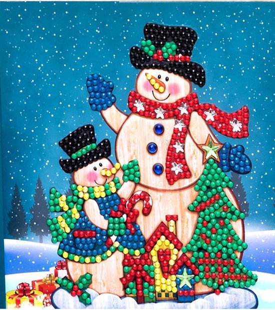 Diamond Painting Kerstkaart - Sneeuwpoppen - Wenskaart Serie Kerstmis ...