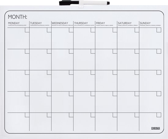 DESQ® Maandplanner 40 x 50 cm + 2 stiften - 35 dagen indeling ...