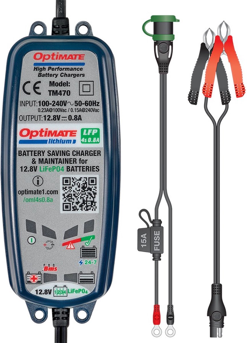 Tecmate Optimate Lithium 12.8V - 0.8A gesloten accu besparende acculader &... | bol