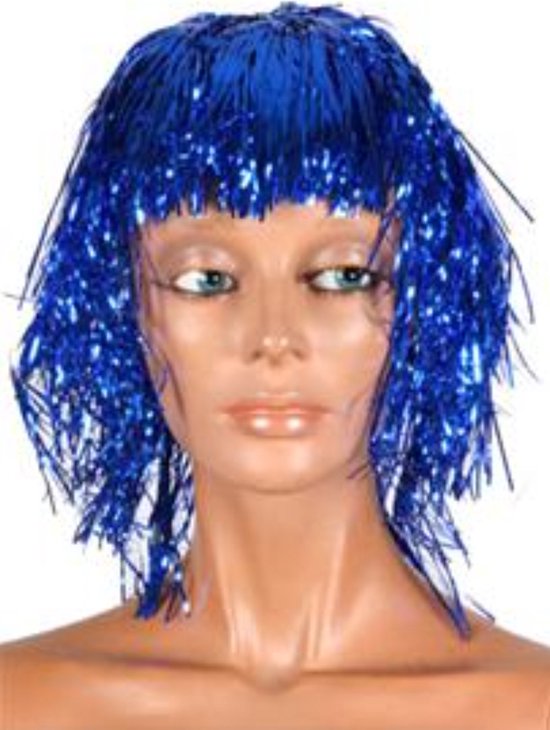 Glitter pruik Blauw , Carnaval, Toppers, Disco, Themafeest, Verkleed ...