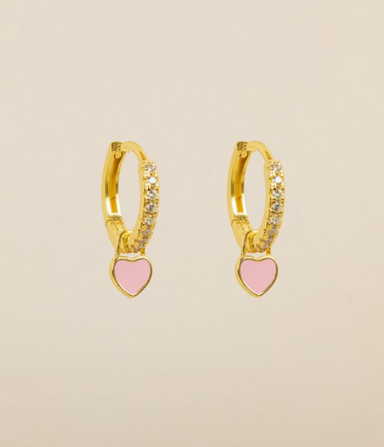 Rebelle Amsterdam - gouden oorbellen met hart - diamanten ringen - roze ...