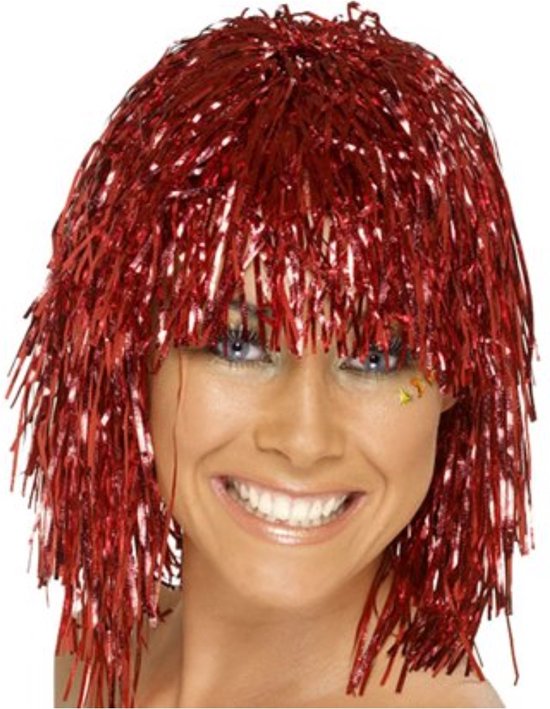 Glitter pruik Rood, Carnaval, Toppers, Disco, Themafeest, Verkleed ...