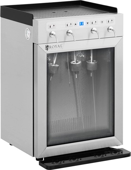 Royal Catering Wijnkoelkast - met tap - 4 flessen - roestvrij staal | bol