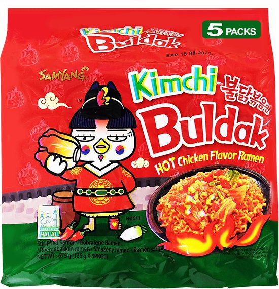 Samyang Hot Chicken Flavor Ramen Buldak Kimchi - Noedels - 5 x 135 gram ...