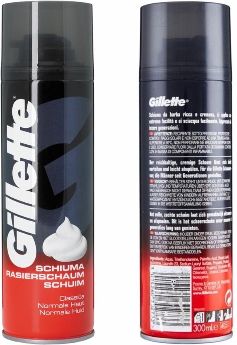 Gillette Basic Scheerschuim Regular - 300 ml - 4 stuks | bol.com