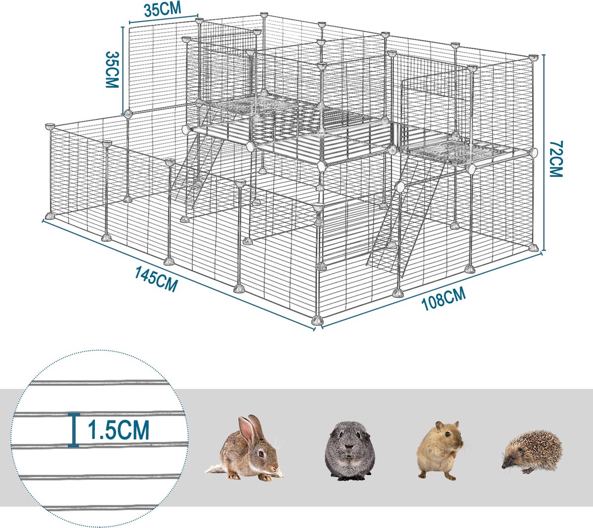 Kamyra® Dierenren Met Extra Verdieping - Voor Puppies, Kittens ...