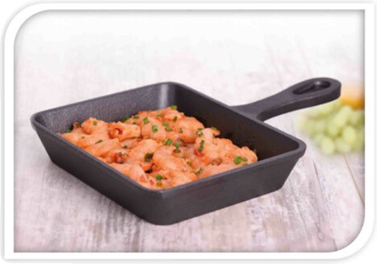 Exellent Houseware - Tapas/serveer pannetje met steel - Gietijzer zwart ...