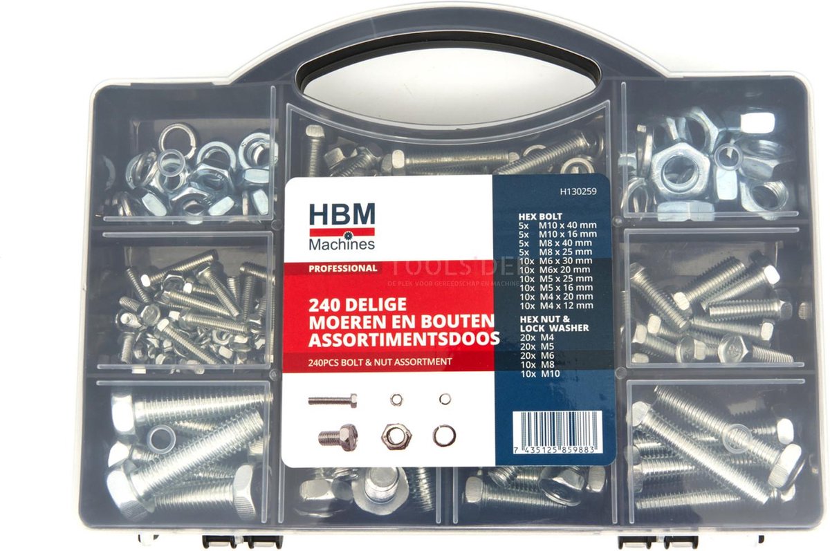 HBM 240 Delige Moeren en Bouten Assortimentsdoos | bol.com