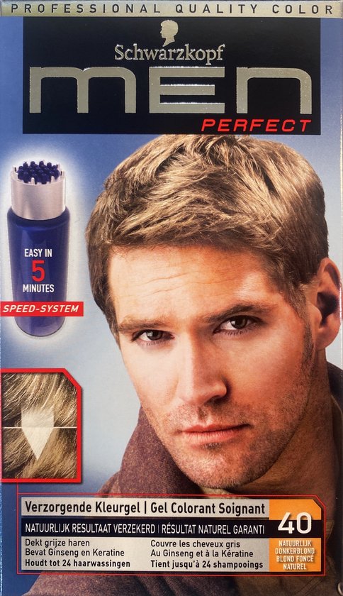 Schwarzkopf - Men Perfect - Verzorgende kleurgel - 40 Donkerblond - SET ...