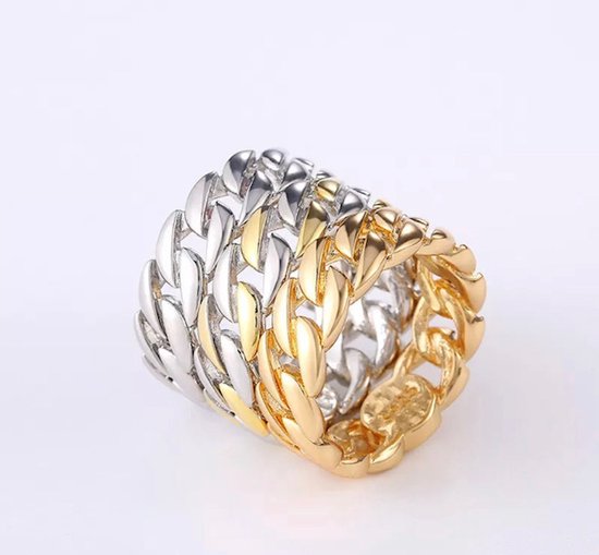 Soraro Chain Cuban Link Ring | Goudkleurig | Ringen Mannen | 21mm ...